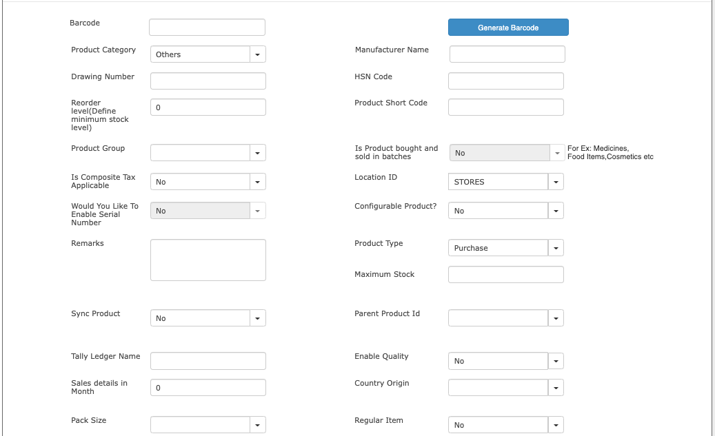 Create Product Master for ACTouch ERP